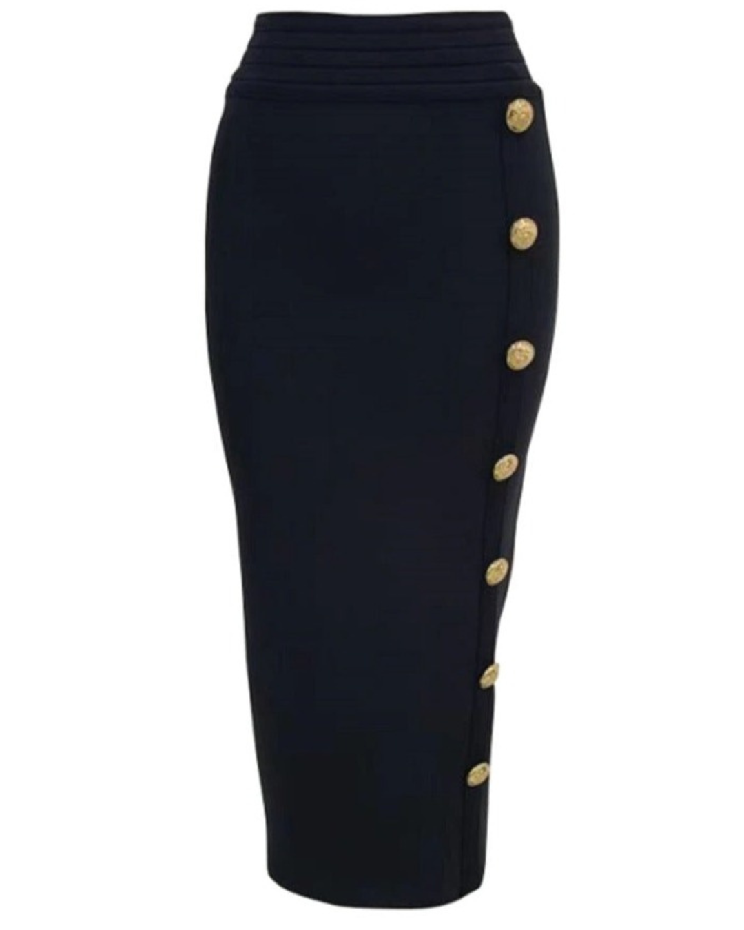 Gold Button Bandage Pencil Skirt Haute In Couture